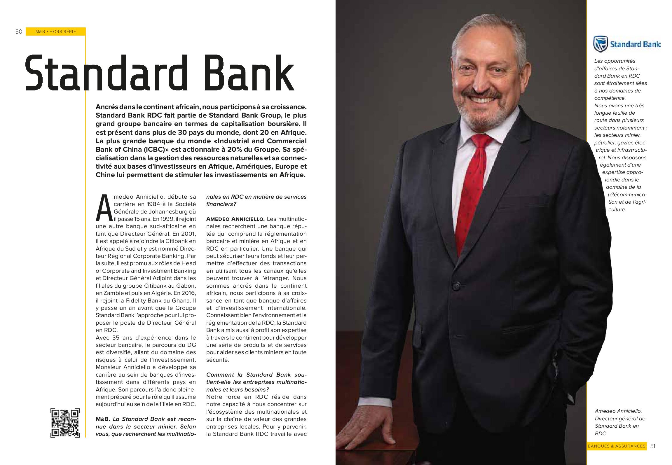 Amedeo Anniciello, Directeur général de Standard Bank en RDC - Magazine ...
